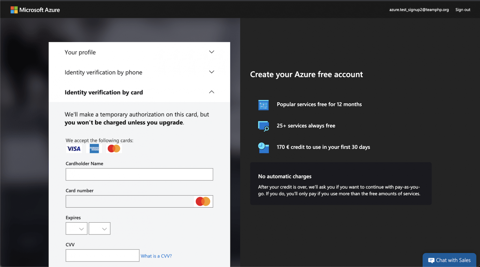Create a free Azure account – Azure PHP