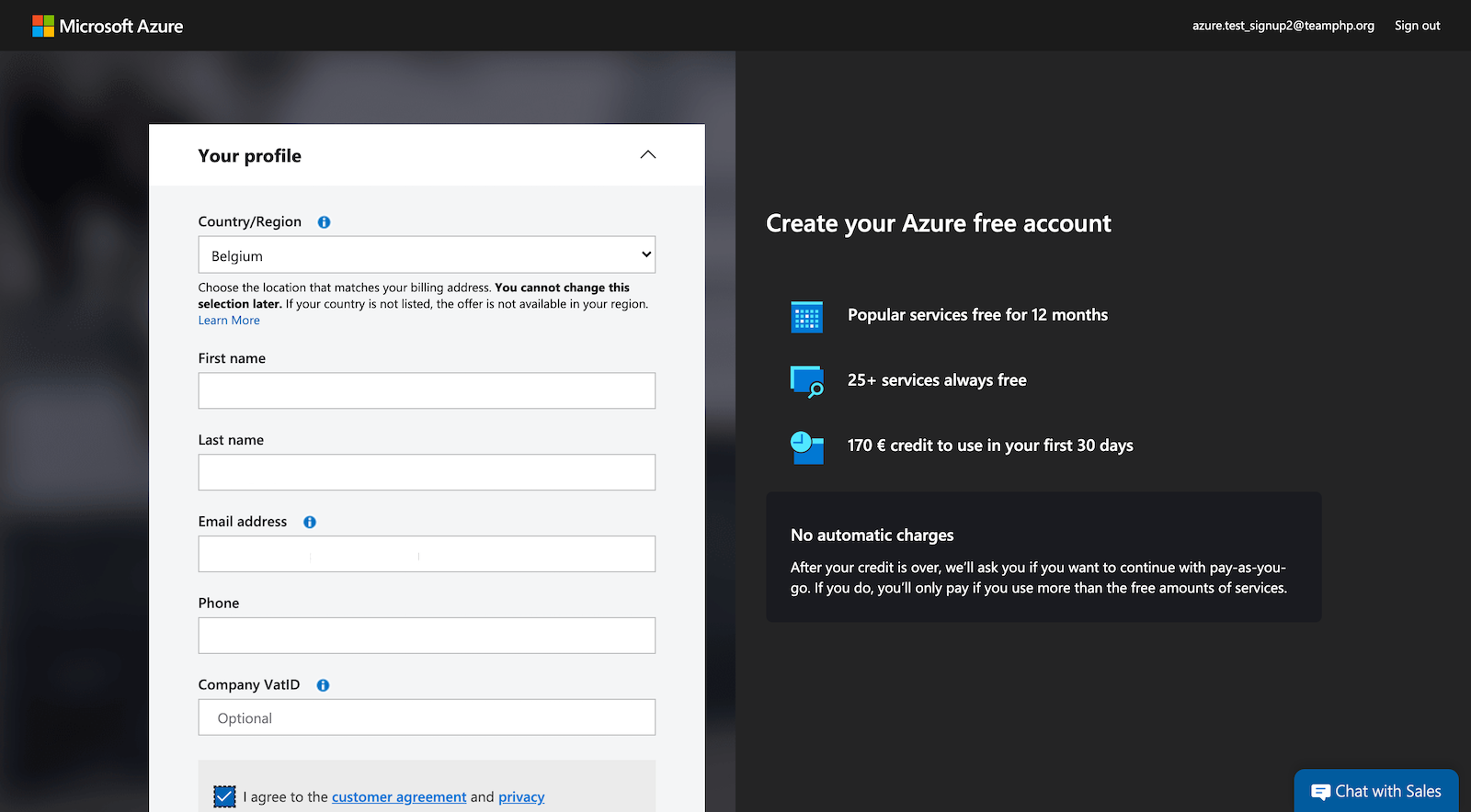 Create a free Azure account – Azure PHP